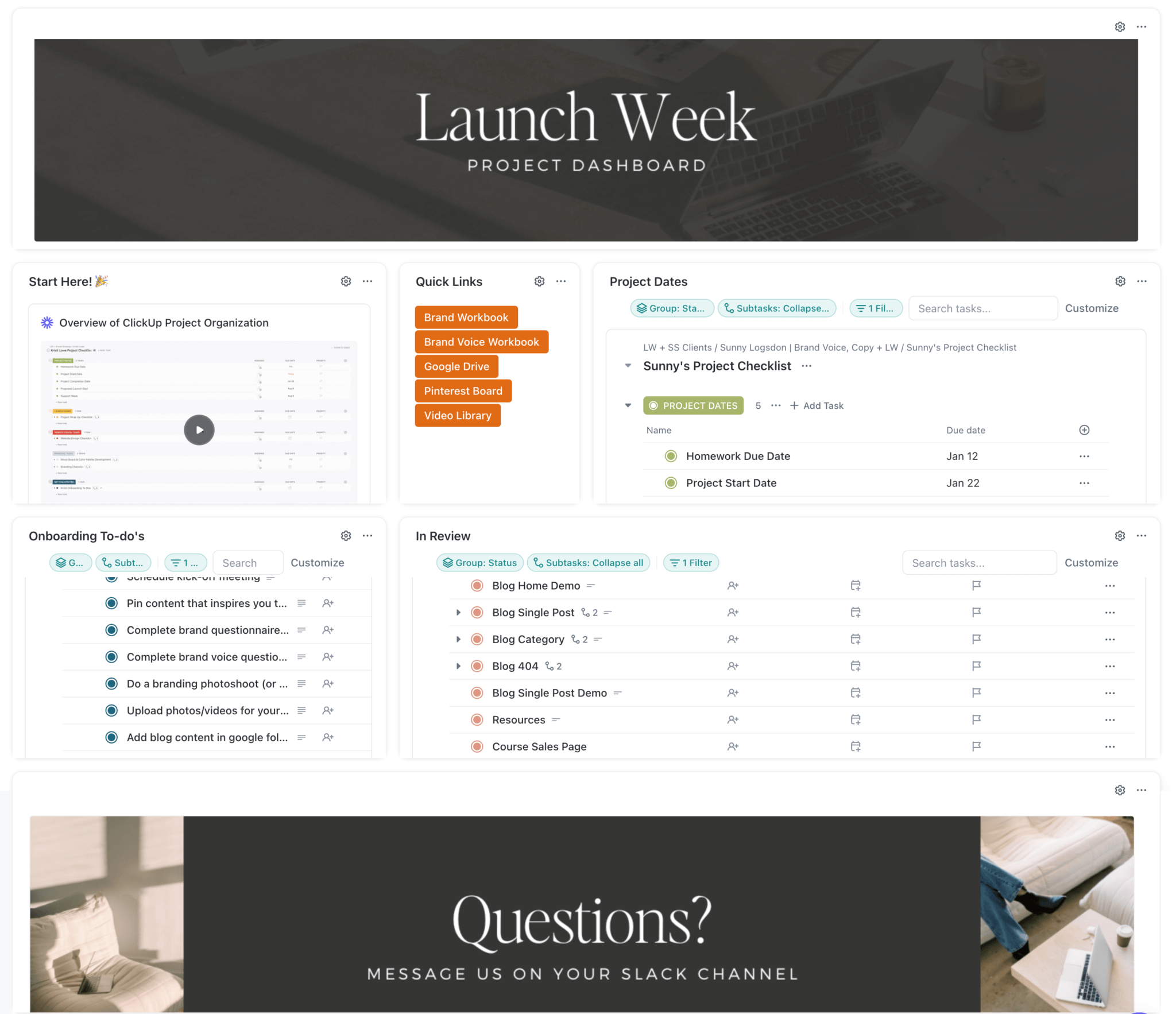 ClickUp Dashboard for Client Management | Southern Creative